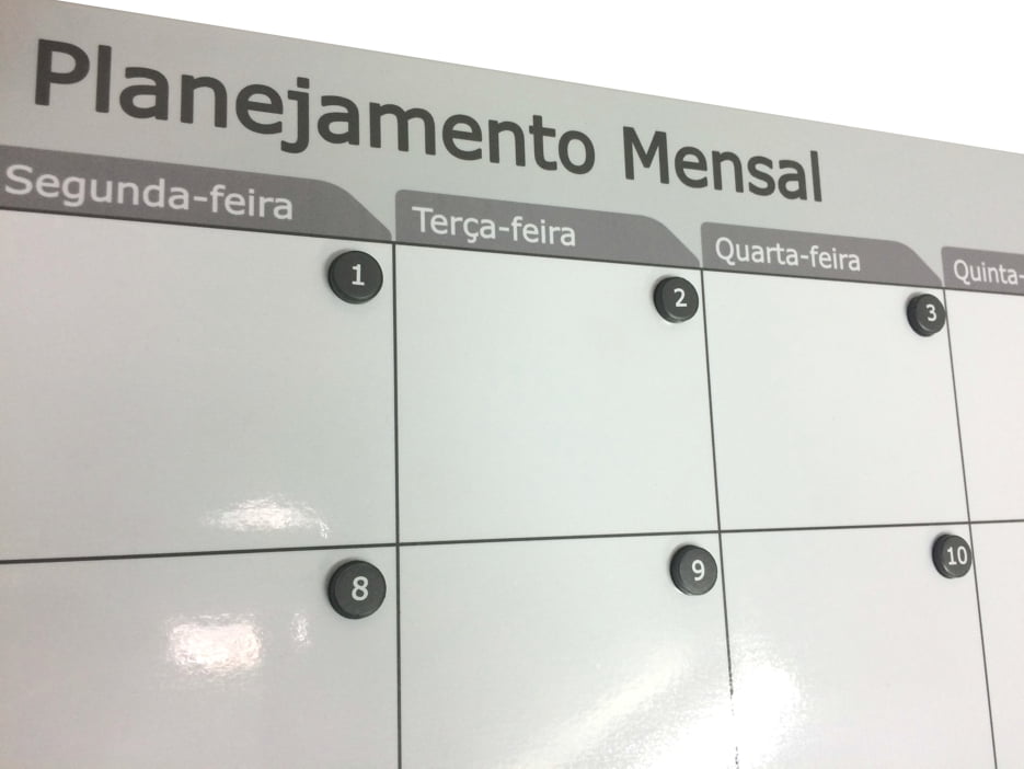 Quadro Planejamento Mensal - Lousa e Magnético + Kit Ímas - ADEQUADRO